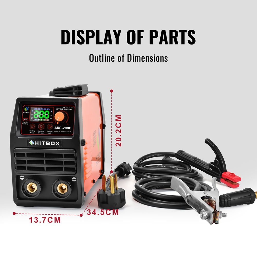 HITBOX ARC200E Stick Welder 200Amp 110V/220V Lift Tig MMA/ARC Welder ...