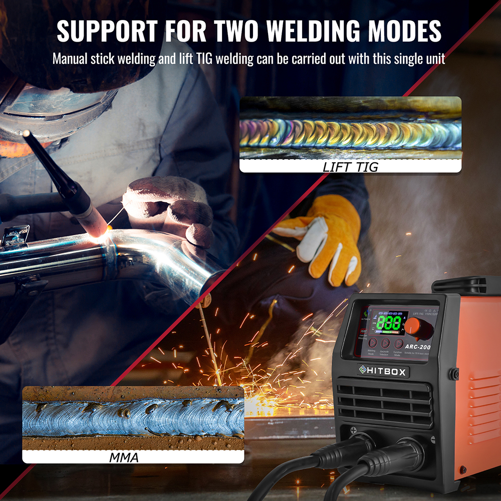 HITBOX ARC200E Stick Welder 200Amp 110V/220V Lift Tig MMA/ARC Welder ...